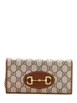 Gucci Horsebit 1955 Chain Wallet Gg Coated Canvas Crossbody Bag - Brown