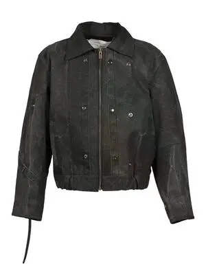 UNDER THE SIGN Dustborn Light Patchwork Bomber Jacket - Black