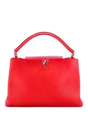 LOUIS VUITTON Leather Capucines Satchel - Red