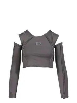 VIVAMUS Layered Cold-shoulder Top - Grey