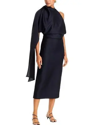RÓHE One Drape Shoulder Open Back Dress - Night