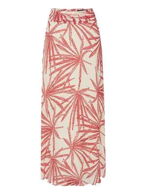 EXQUISE Leaf Print Midi Skirt - Pink