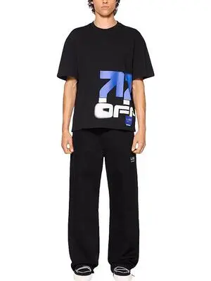 Off-White Cotton Diagonal Graphic Panel Carpenter Jeans - Black