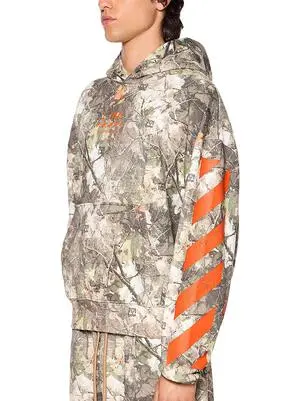Off-White Off-White Cotton Camouflage Diagonal Graphic Logo Hoodie Camo