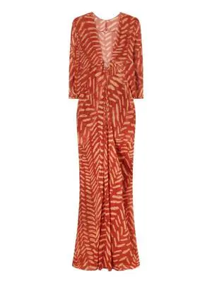 Johanna Ortiz Sensory Tapestry Tunic Maxi Dress - Red