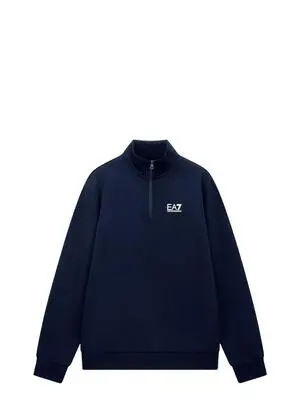 EA7 Cotton-blend Core Identity Sweatshirt - Blue