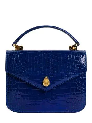 ETHAN K Crocodile Leather Infinity Top-handle Bag - Blue