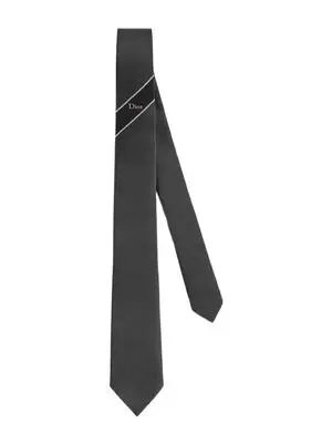 Dior Logo Detail Tie - Dark Gray