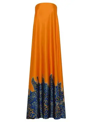 BELYED HANDCRAFT Yasmine – Strapless Silk Maxi Dress Belyed - Orange