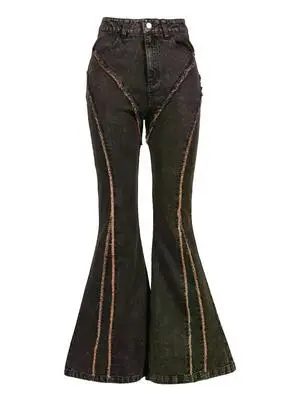 VIVAMUS Frayed-seam Flared Jeans - Black