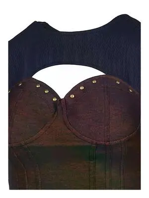 VIVAMUS Stud-embellished Panelled T-shirt - Orange
