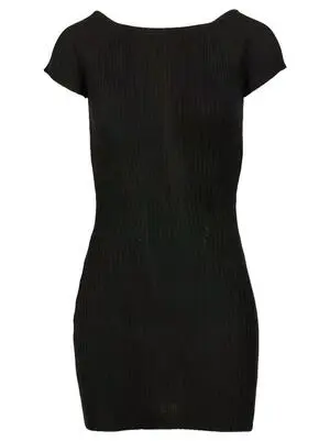 BOHEMSEO Ribbed Cap-sleeve Mini Dress - Black