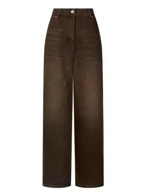 STUDIO TOMBOY Washed Wide-leg Jeans Brown