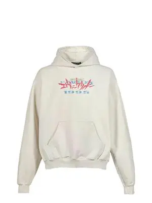 EVANGELI0N 95 Graphic-print Cotton Hoodie - Neutrals