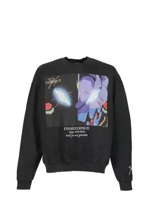 EVANGELI0N 95 Graphic-print Cotton Sweatshirt - Black