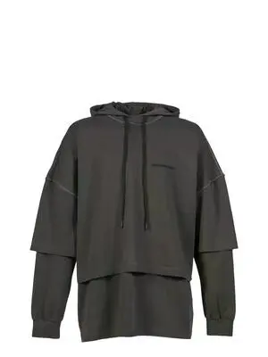ARNODEFRANCE Layered-design Logo-print Hoodie - Grey