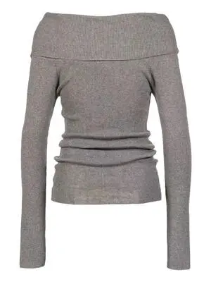 BOHEMSEO Off-shoulder Ribbed Sweater