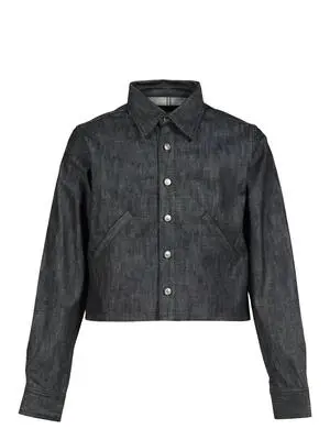 RIVET & HIDE Cropped Denim Shirt Jacket - Blue
