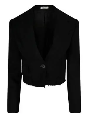 Alexander McQueen Raw-hem Cropped Jacket - Black
