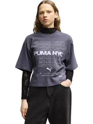 PUMA Nyc Oversized Graphic T-shirt - Gray