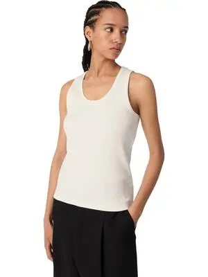 Bottega Veneta Cotton Ribbed Tank Top Chalk