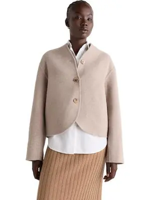 Quince Collarless Cropped Jacket - Oat