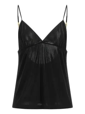 Saint Laurent SAINT LAURENT V-Neck Top With Cassandre Metal Detail Nero