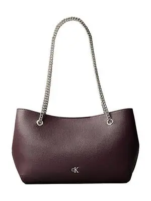 Calvin Klein Minimal Monogram Chain Shoulder Bag Fudge
