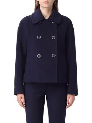 Pinko Double-breasted Wool-blend Peacoat With Dropped Shoulders Blue