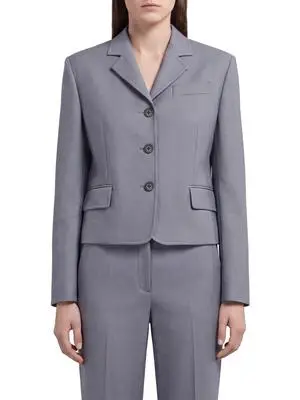 Marni Cropped Single-breasted Polyester Blazer With Lapels - Blue