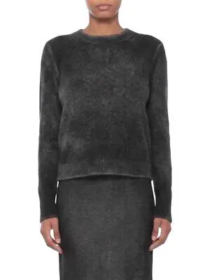 Avant Toi Crewneck Jumper In Cashmere And Silk With An Abstract Pattern - Black