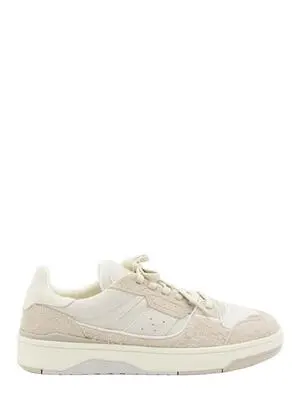 Axel Arigato Clay Low Top Leather And Suede Sneakers With Mesh Inserts Beige