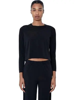 Issey Miyake Long Sleeve Cropped Top - Black