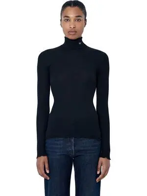 Prada Ribbed Turtleneck Top - Black