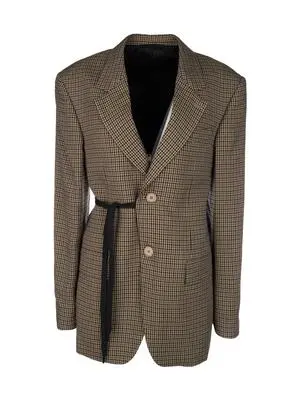 Balenciaga BALENCIAGA Check Pattern Belted Blazer Multicolor