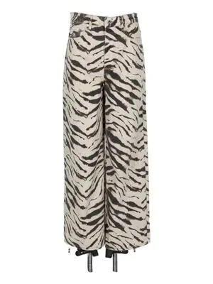 GANNI GANNI Wide Leg Animal Print Jeans Multicolor