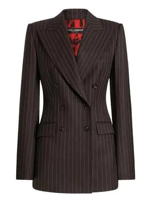 Dolce & Gabbana Double-breasted Pinstripe Wool Turlingon Blazer - Multicolor