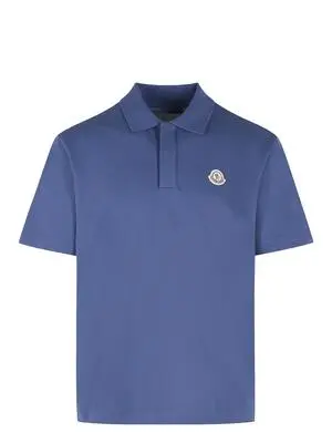 Moncler Polo Shirt In Cotton - Blue