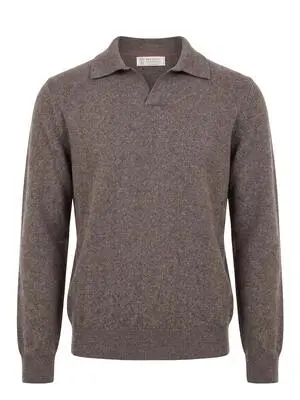 Brunello Cucinelli Brunello Cucinelli Men Mouliné Cashmere Knit Polo Multicolor