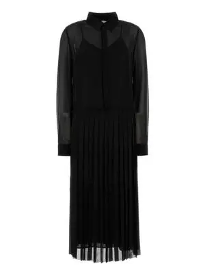 AMI Paris Polyester Shirt Dress - Black