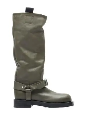 Burberry Leather Saddle High Boots - Green
