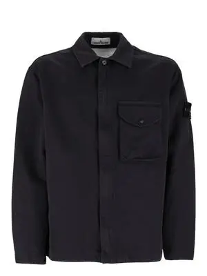 Stone Island Stone Island Men Overshirt In Twill Di Cotone Blue