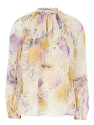 Zimmermann ZIMMERMANN Floral Silk Long Sleeve Blouse Multicolor