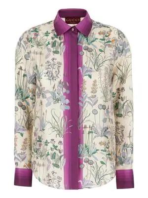 Gucci Flora Silk Button Up Shirt - Multicolor