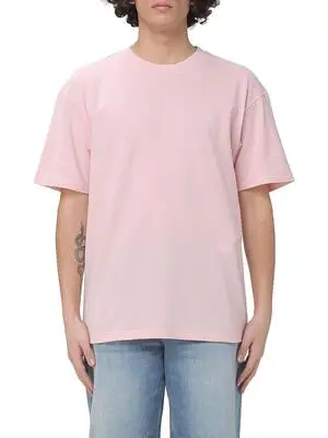 Saint Laurent Crew Neck T-shirt With Logo - Pink