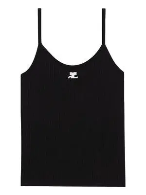 COURREGES COURREGES Ribbed Knitted Tank Top Black
