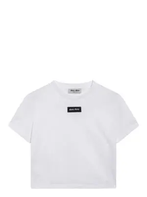 Miu Miu Cotton Jersey T-shirt With Logo - White
