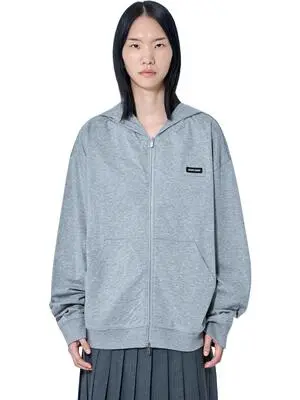 Miu Miu Miu Miu Patch Detail Zip Hoodie Gray