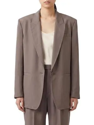Saint Laurent Fluid Silk Blazer - Gray