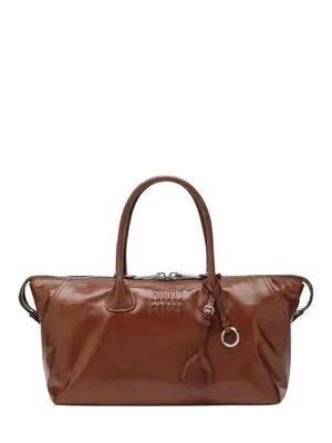 Miu Miu Glossy Leather Top Handle Bag - Brown